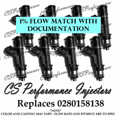 1% Flow Match Bosch Fuel Injectors (8) Replaces 0280158138 for 07-10 ...