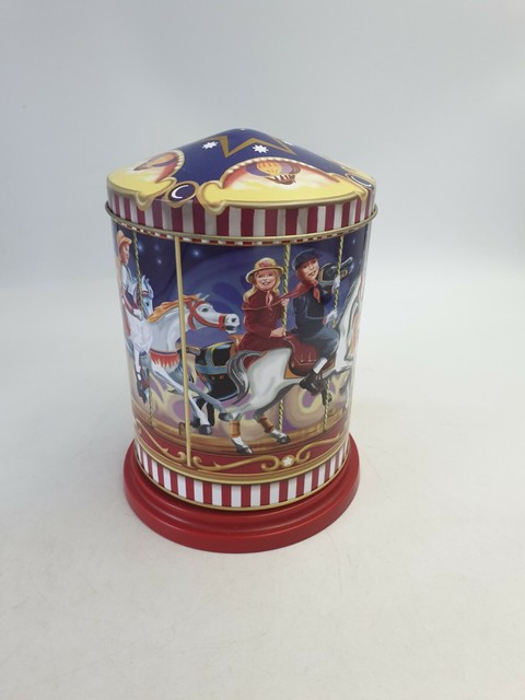 Musical Rotating Christmas Carousel Biscuit Sweet Tin Weiss Karussell ...