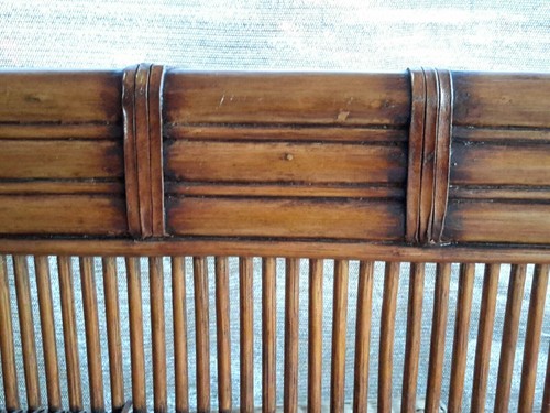 Vintage Burnt Split Bamboo and Rattan Round Dome King Size Headboard ...