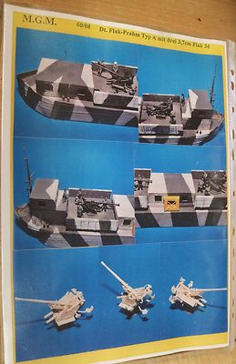 MGM 060-008 1/72 Resin WWII Flat Bot.Flak Barge Prahm Type A w/3 37mm ...