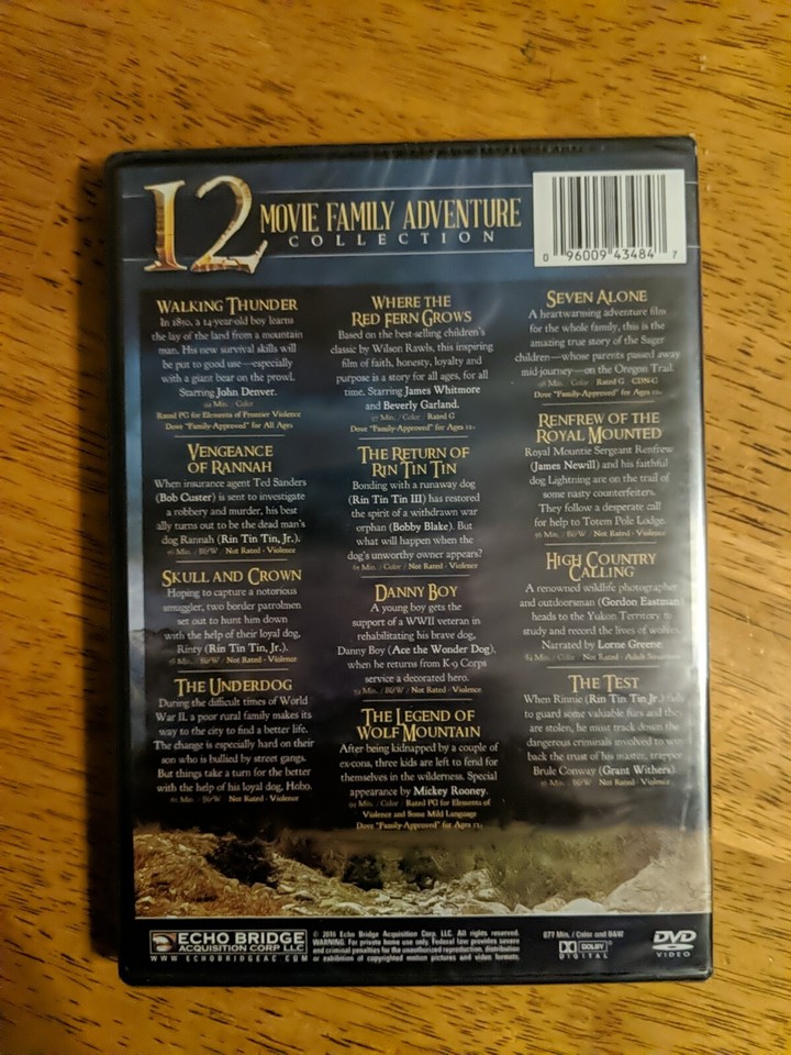 12 Movie Family Adventure Collection (DVD, 2016, 2-Disc Set) Dogs ...