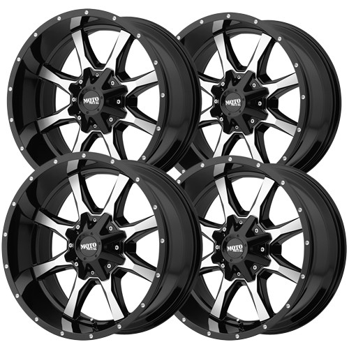 (Set of 4) Moto Metal MO970 20x10 5x5"/5x5.5" -24mm Black/Machined ...