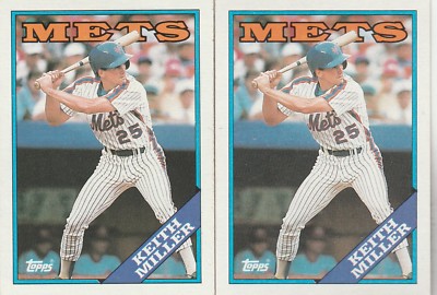FREE SHIPPING-MINT-1988 Topps New York Mets #382 Keith Miller Rookie-2 ...