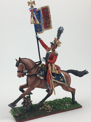 Painted French Red Lancers tin soldier 1/30, Standard Bearer figure VID ...