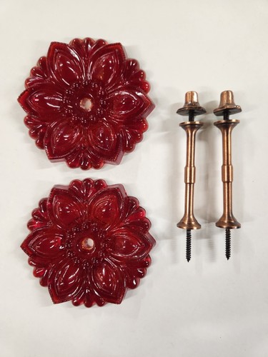 Vintage Victorian Ruby Red Pressed Glass Curtain Drape Tie Backs ...