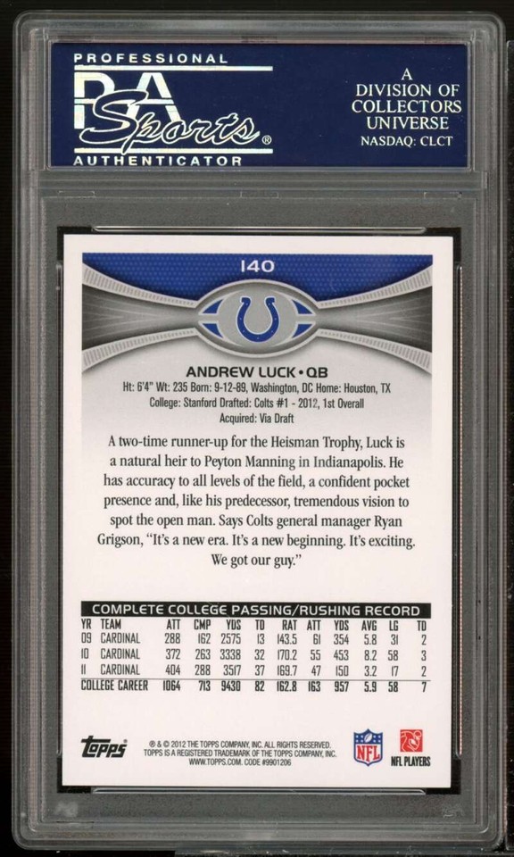 Andrew Luck Rookie Card 2012 Topps #140 PSA 10 | eBay