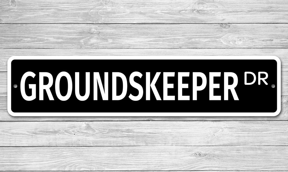 6168 SS Groundskeeper 4" x 18" Novelty Street Sign Aluminum | eBay