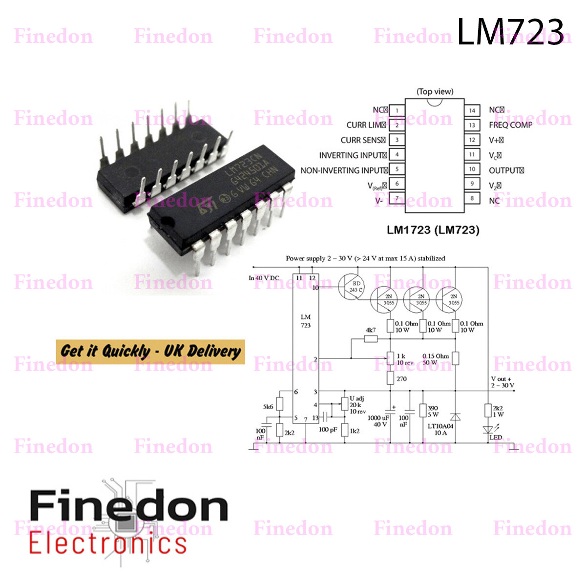 2 x LM723CN (MC1723) Linear Adjustable Voltage Regulator IC DIP-14 | eBay