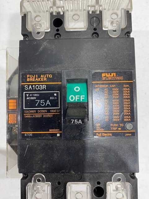 FUJI SA103R 75 AMP 3 Pole Circuit Breaker 600V SA103R-75 | eBay