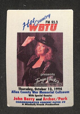 TANYA TUCKER OCTOBER 13, 1994, BLACK VELVET LADY CONCERT TOUR PASS NEAR ...