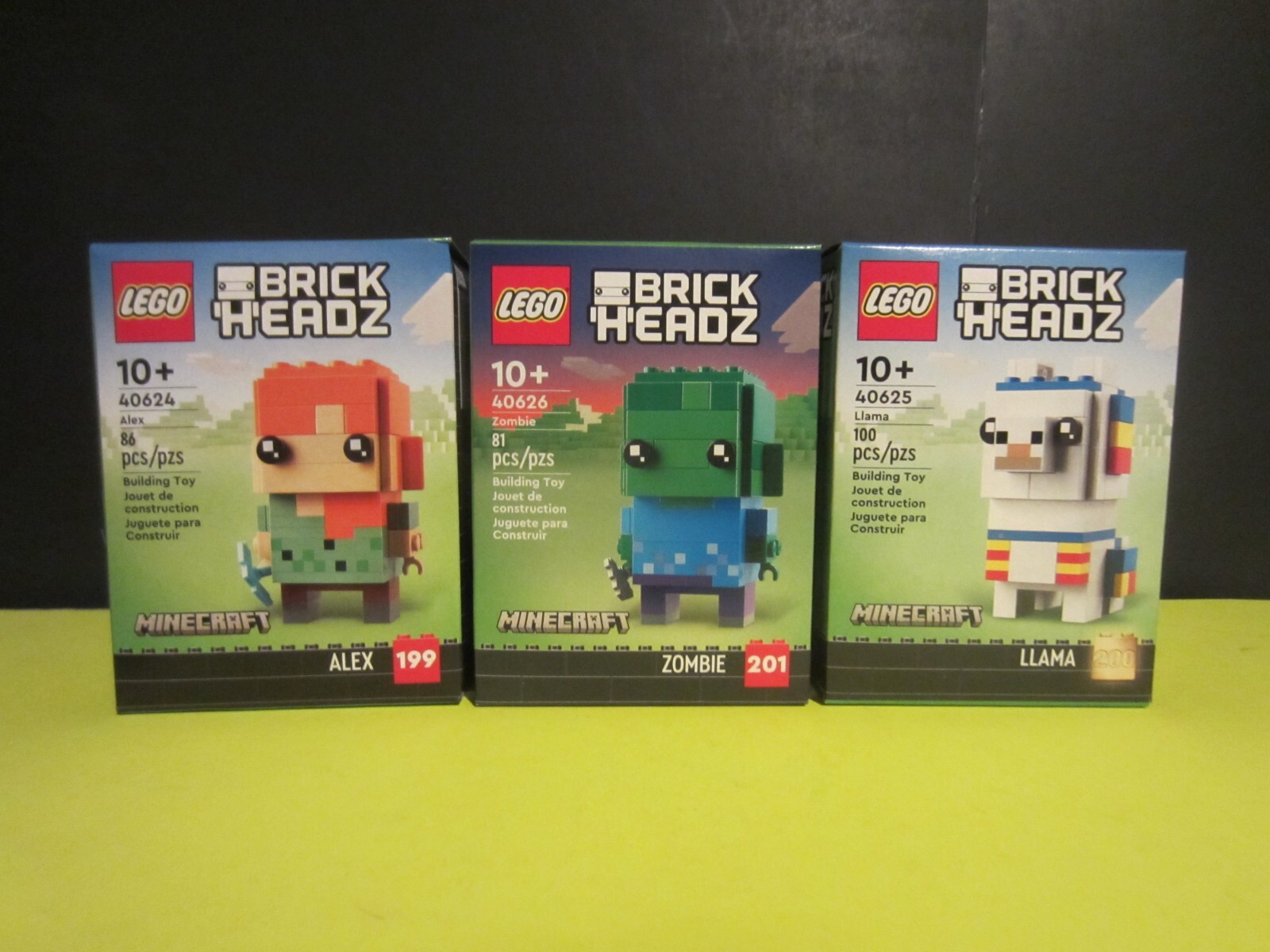 Lego Minecraft Brickheadz Sets Alex 40624 Llama 40625 Zombie 40626 NEW ...