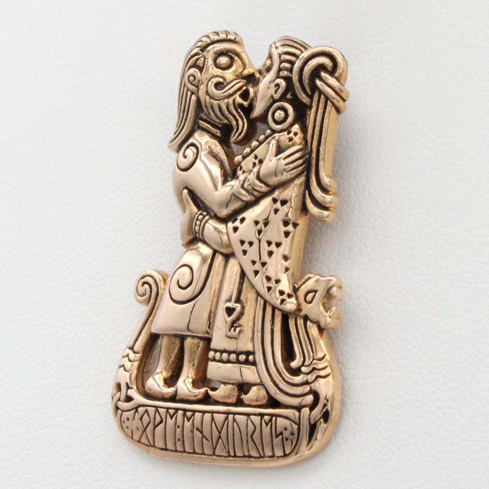 Bronze Viking Kiss Norse Rune Blessing Pendant - Asatru Heathen Love ...