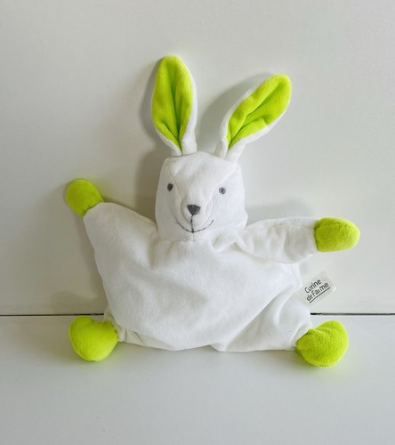 Doudou Peluche Lapin Corine de farme Blanc Vert Coussin 20cm État Neuf | eBay