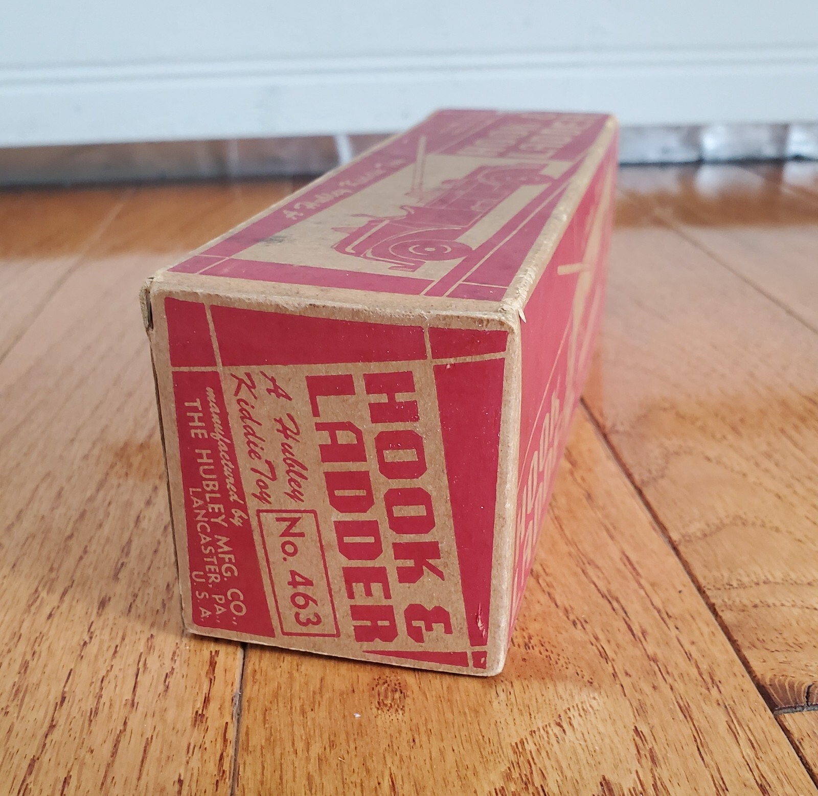 VINTAGE A HUBLEY KIDDIE TOY HOOK AND LADDER #463 FIRE TRUCK MADE IN THE ...