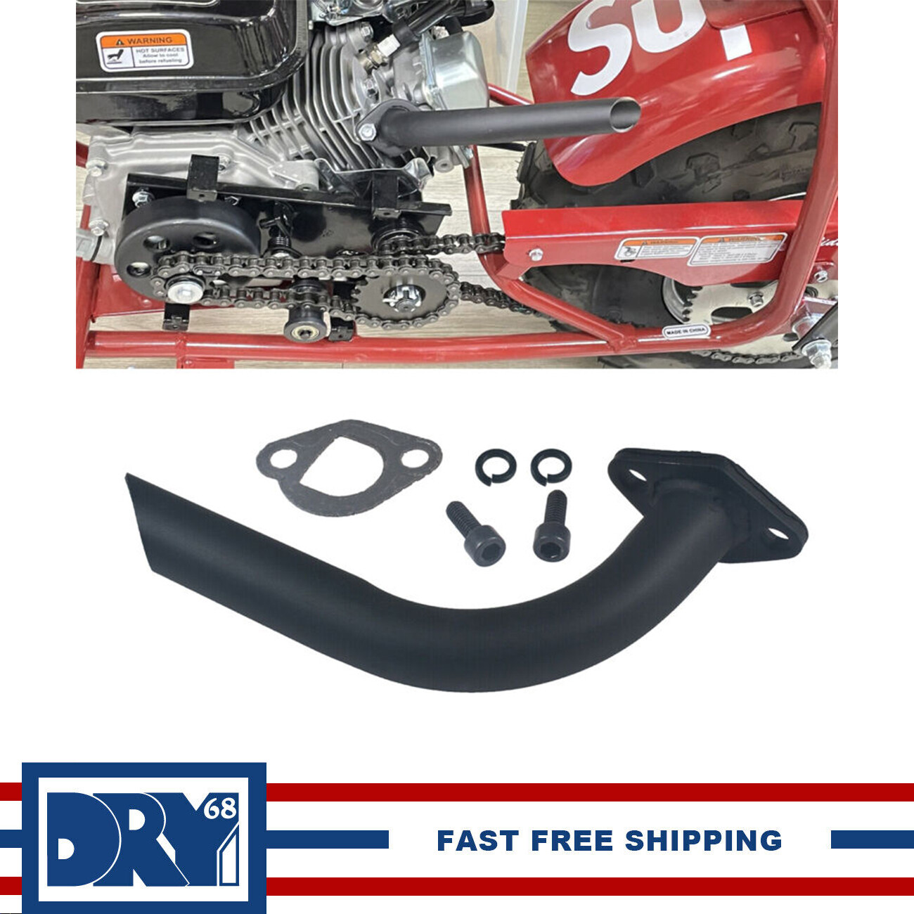 Exhaust Header Pipe For Massimo MB200 Mini Bike Hammerhead 80T Go Kart ...