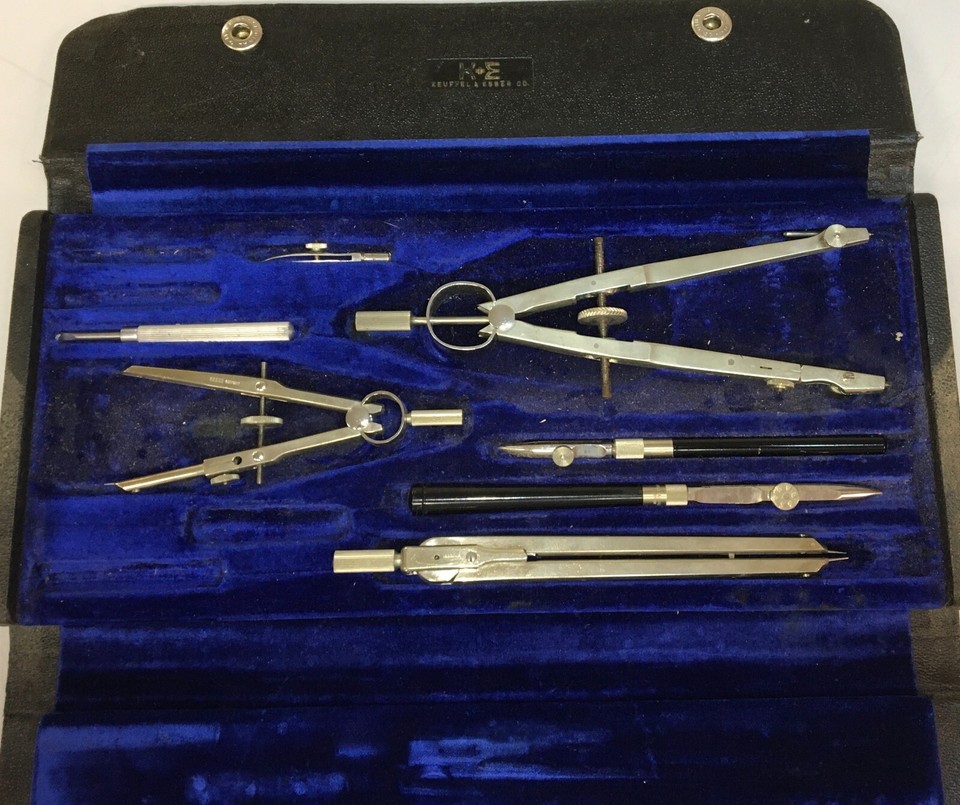 Vintage K&E Drafting Set - Drawing Instruments In Case With Compass ...