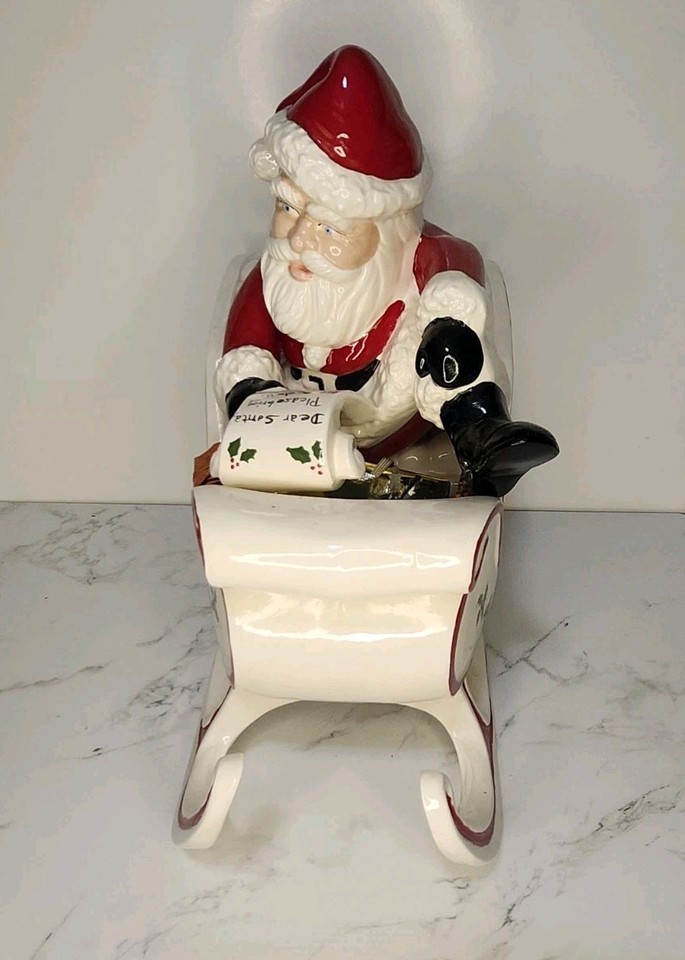 Vintage Atlantic Ceramic Mold Large Sleigh with Santa Christmas | eBay