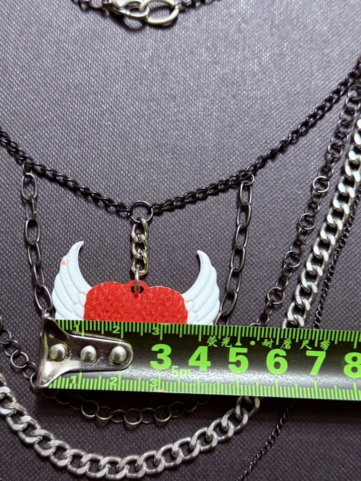 Red Winged Heart 3D Printed Pendant Multi Chains Necklace Horror Goth ...