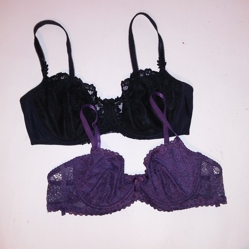 Set of 2 Bras Marks & Spencer & Kailanni 38C Black Purple Lace Solid ...