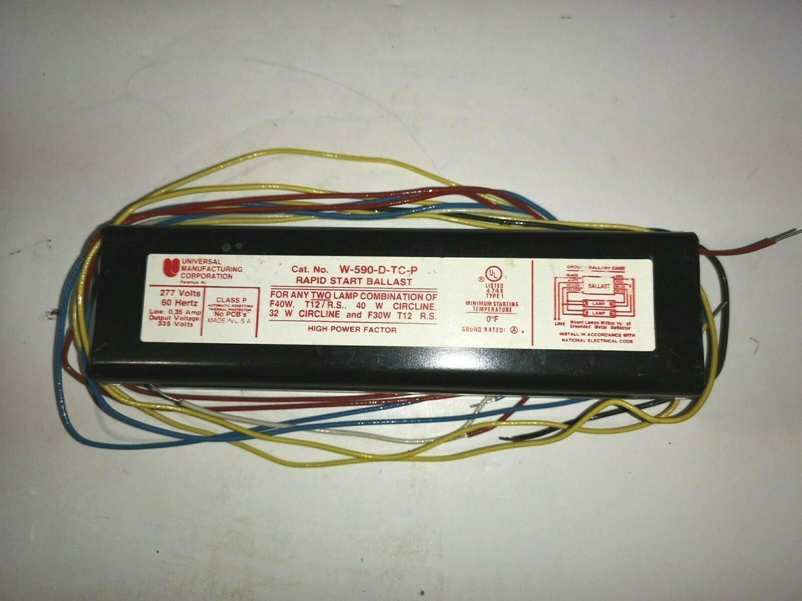 Universal RAPID Start 277V BALLAST W590-D-TC-P for 2 F30 F40 FC12 & FC16 for sale online | eBay