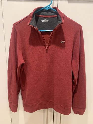 Vineyard Vines Quarter Zip Pullover Youth Large Pima Cotton Red Long ...