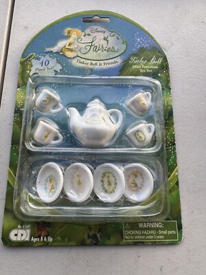 Vtg 2006 Disney Fairies Tinker Bell 10 Piece MINI Porcelain Tea Set ...