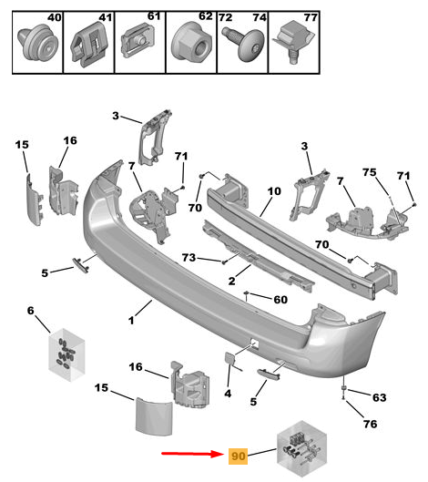 CITRO N JUMPY MK3 Rear Bumper Fastenings 1631493480 New Genuine | eBay.de