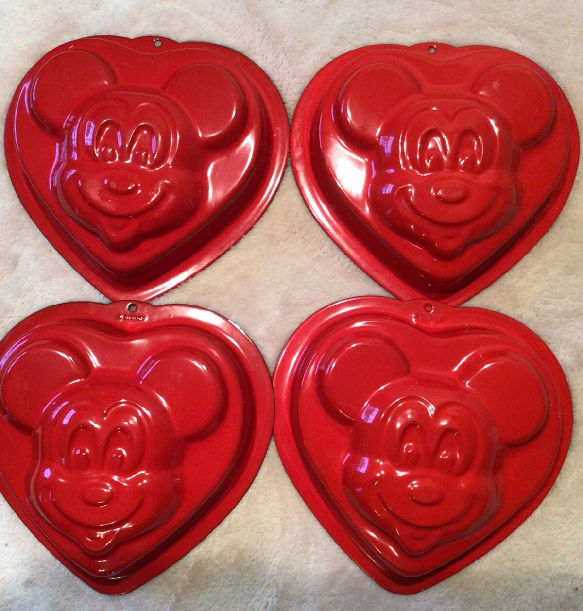 Lot Of 4Disney Mickey Mouse Cake /Jello Mold Non Stick Heart Shaped EUC ...