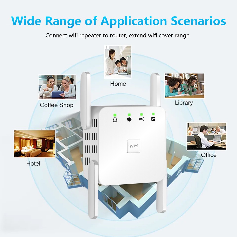 1200Mbps WiFi Range Extender Repeater Wireless Amplifier Router Signal ...