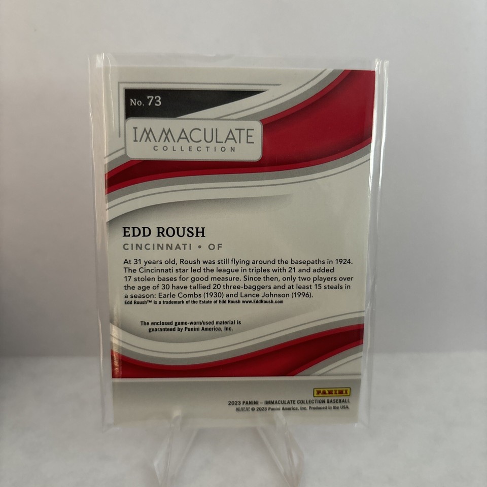 EDD ROUSH 2023 Panini Immaculate Bat Relic Card /25 (HOF) (REDS) | eBay