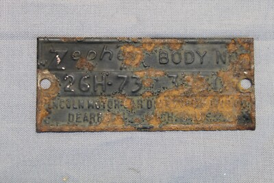 Vintage original Lincoln Zephyr body tag | eBay