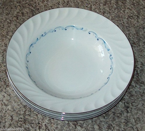 3 Celebrity Fine China Evening Tide Blue Rimmed Bowls | eBay