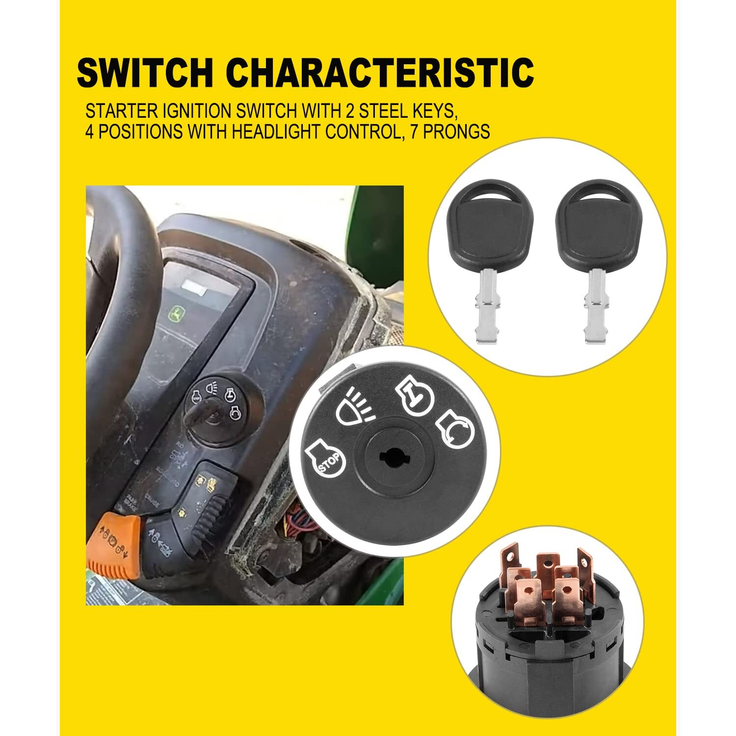 Ignition Switch for John Deere X100 X300 X310 X390 X500 X520 X530 X540 ...