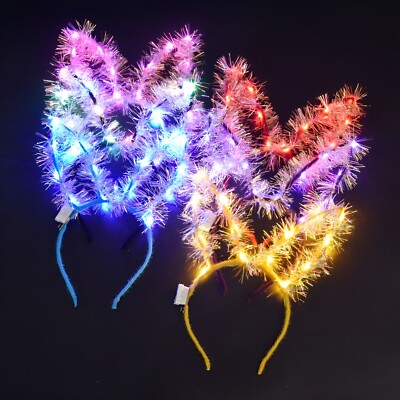 LED Bunny Ear Headband Light Up Rabbit Ears Headband Hair Hoop , 12 ...
