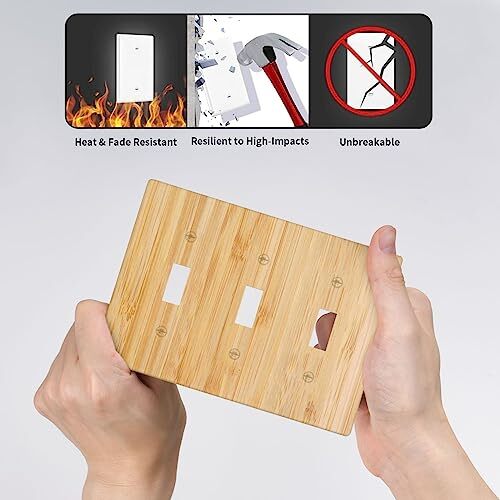 Rustic Farmhouse Solid Wood Triple Toggle Light Switch Cover Decorative ...