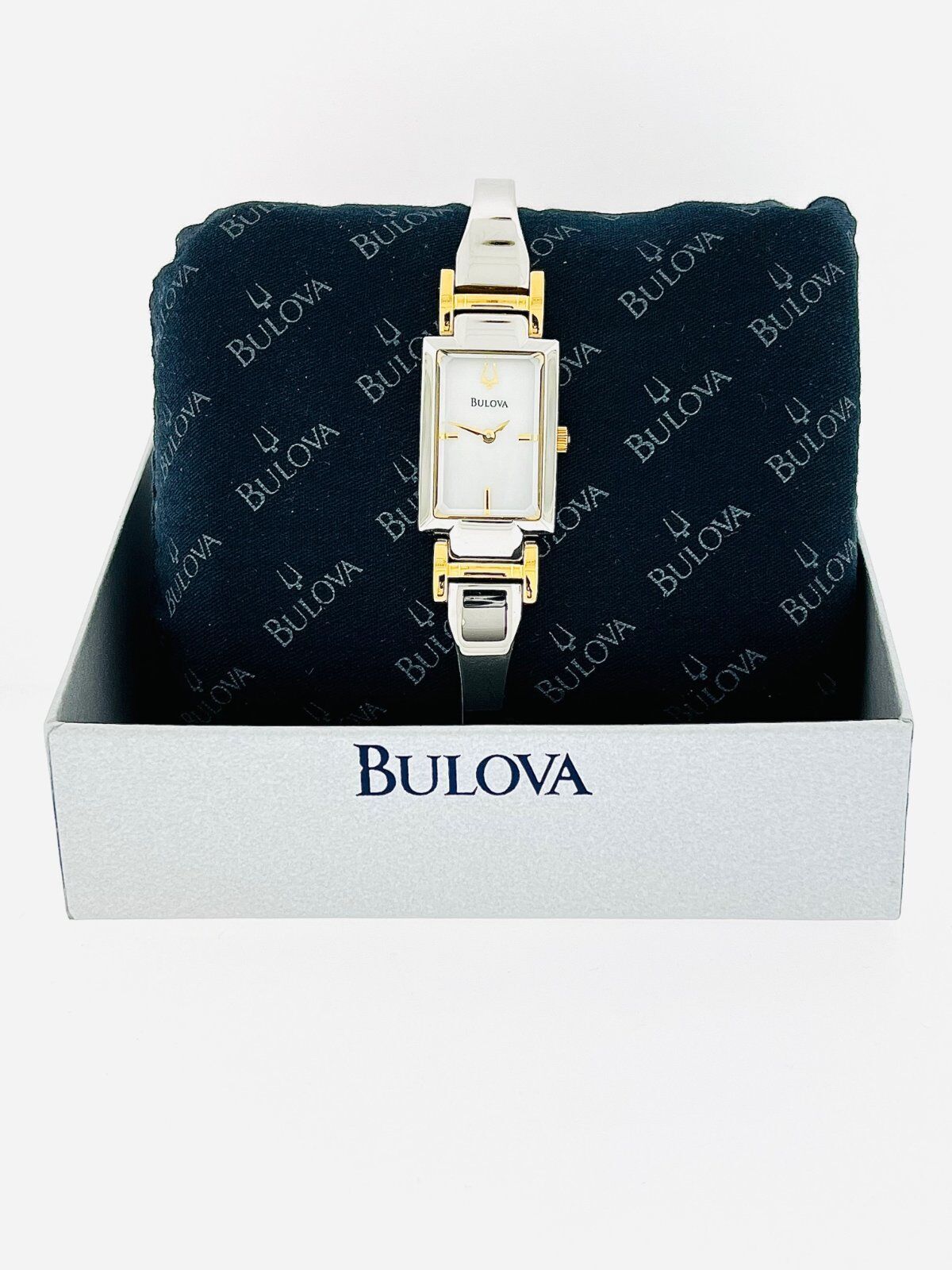 Bulova Mother of Pearl Dial Two Tone Stainless Steel Bangle Ladies ...