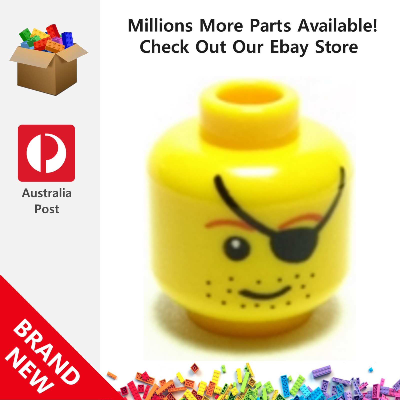 Genuine LEGO™ Yellow Minifigure Head Male Eye Patch 3626 4544067 New | eBay