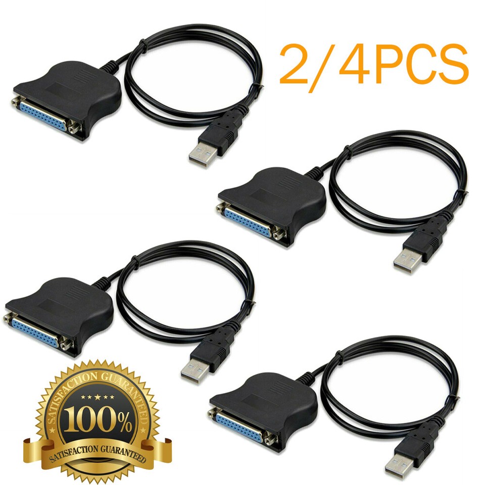 2/4PC USB 2.0 Male to 25 Pin DB25 Female Parallel Port Printer Adapter ...