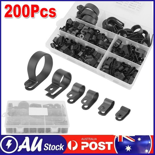 200Pcs Nylon Plastic P Clips Clamp Fasteners Assortment for Cable ...