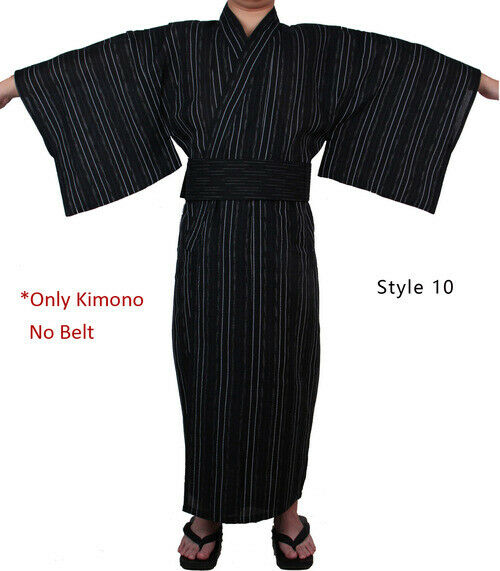 Japanese traditional samurai kimono men's yukata bathrobe robe cotton ...