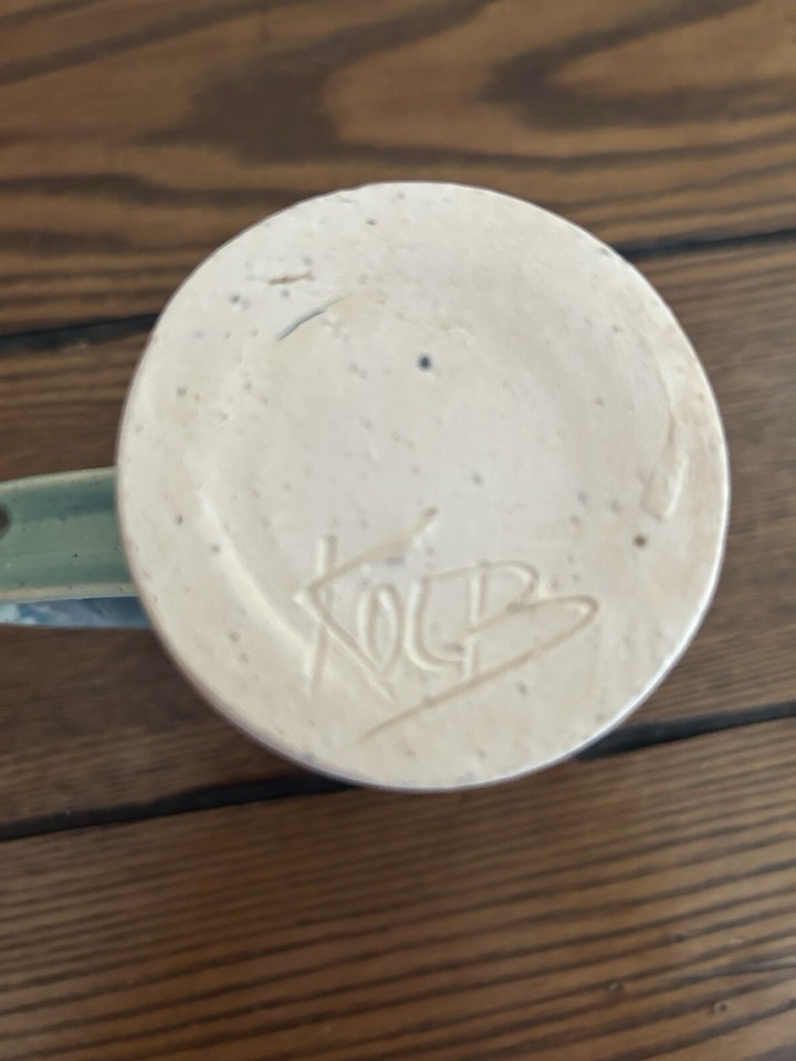 Vtg. Studio Art Pottery Coffee Mug Cup Drip Signed Kolb Matte Mixed Blue Green | eBay UK