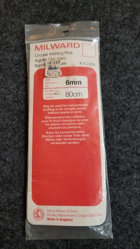 MILWARD Circular Knitting Pins 80 cm 6 mm Made in England NIP Vintage ...