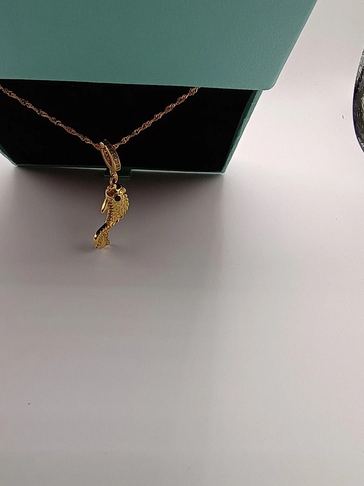 Golden koi fish 925 Silver 18k Gold Plated Pendant Necklace 40-45 Cm ...