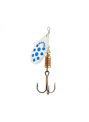 Mepps Comet Silver Blue Dots Spinner Lure for Pike Trout Perch Predator ...