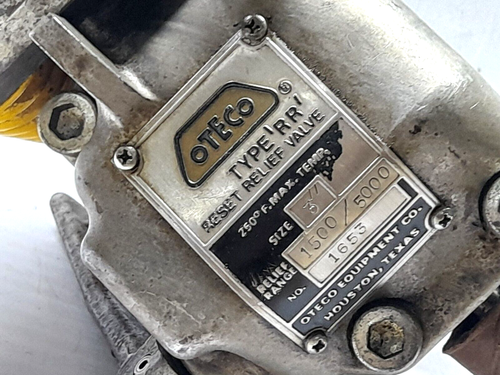 Oteco RR Reset Relief Valve Size 3” Relief Valve 1500/5000 No 1653 ...