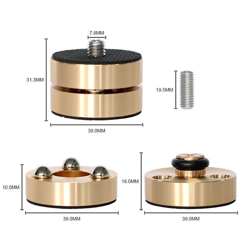4PCS Aluminum HiFi Audio Amp Speaker Turntable Isolation Feet Equipment ...