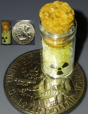 3 Mini Vaseline Uranium ☢️ Glass Jars w cork top Crushed Yellow Glass ...