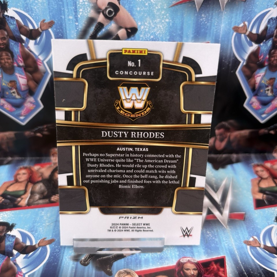 Dusty Rhodes WWE Panini Select 2024 Concourse Orange Cracked Ice Prizm ...