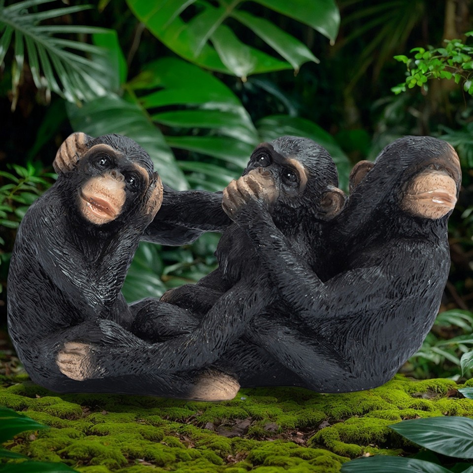 3 Wise Monkeys Figurines Set Hear See Speak No Evil Three Statue ...
