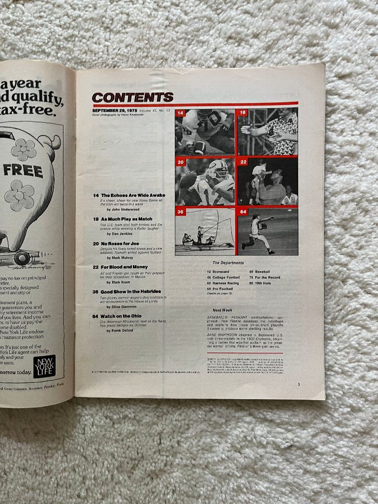 Sports Illustrated Rick Slager Notre Dame Dan Devine 1975 Ali Frazier ...